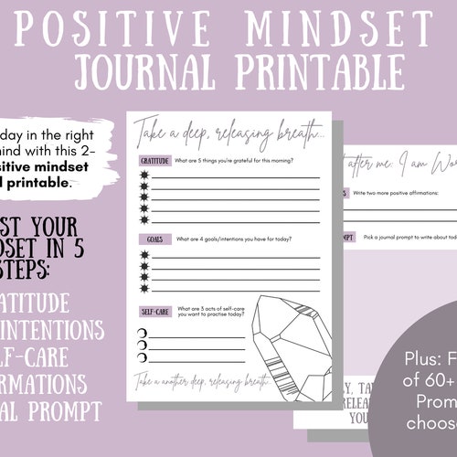 Positive Mindset Journal Printable Mindset Planner Self - Etsy