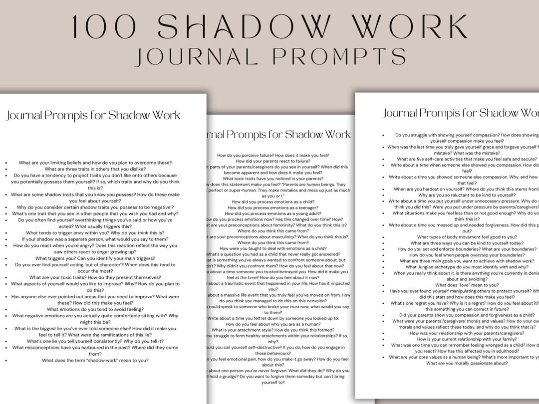 100 Shadow Work Journal Prompts | Printable Shadow Work Journal Pages ...