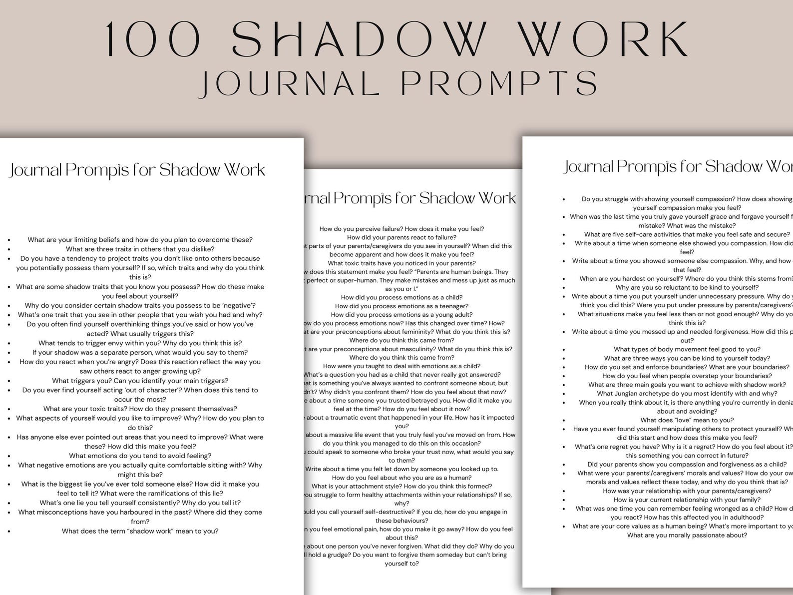 100 Shadow Work Journal Prompts | Printable Shadow Work Journal Pages ...