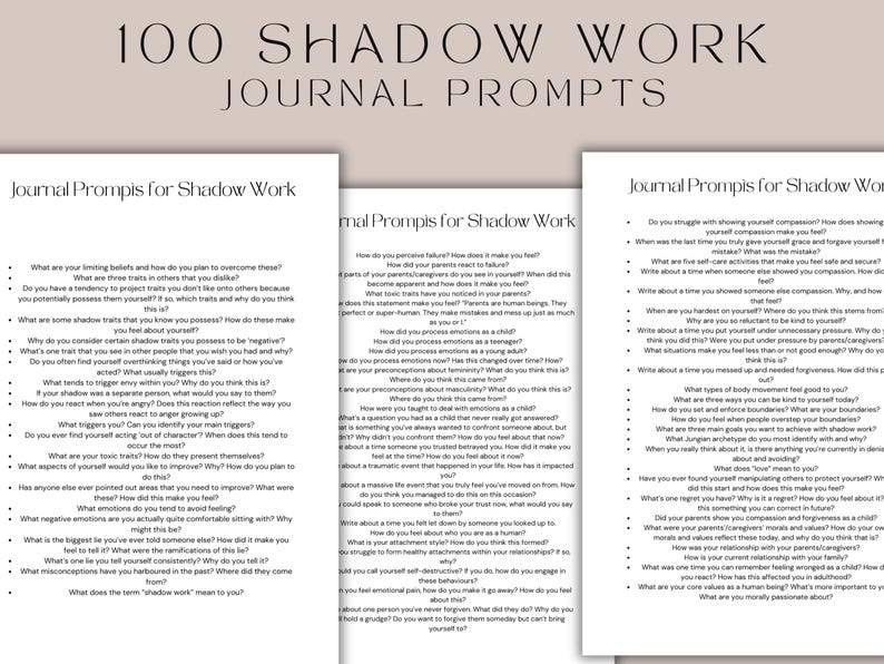 100 Shadow Work Journal Prompts | Printable Shadow Work Journal Pages ...
