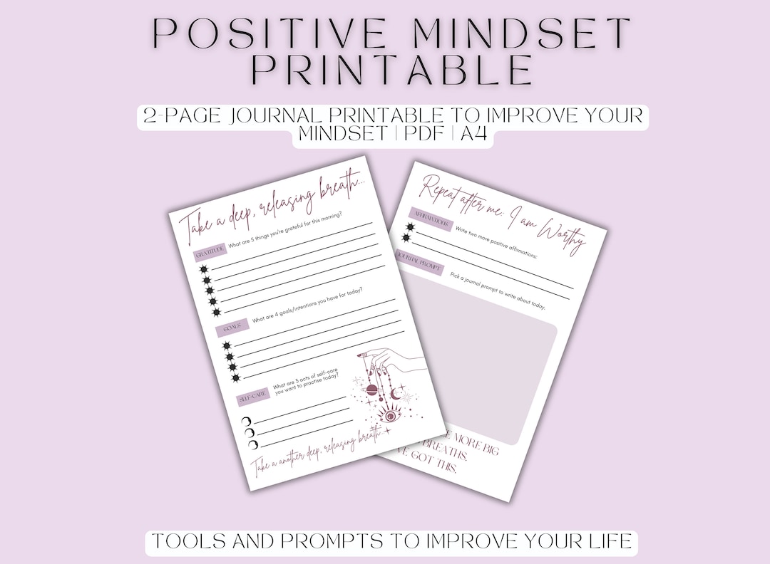 Positive Mindset Journal Printable | Mindset Planner | Digital Journal ...