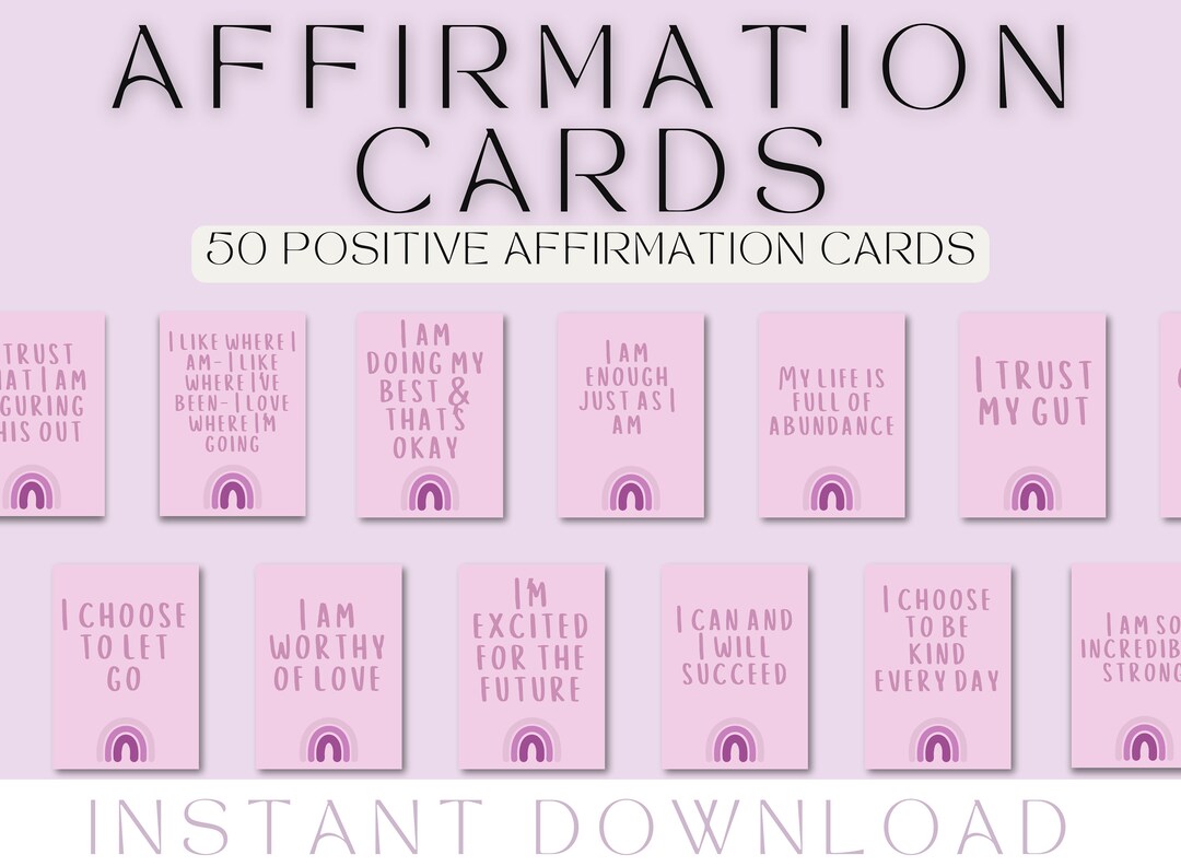 Affirmation Cards, Printable Positive Affirmation Cards, Digital ...