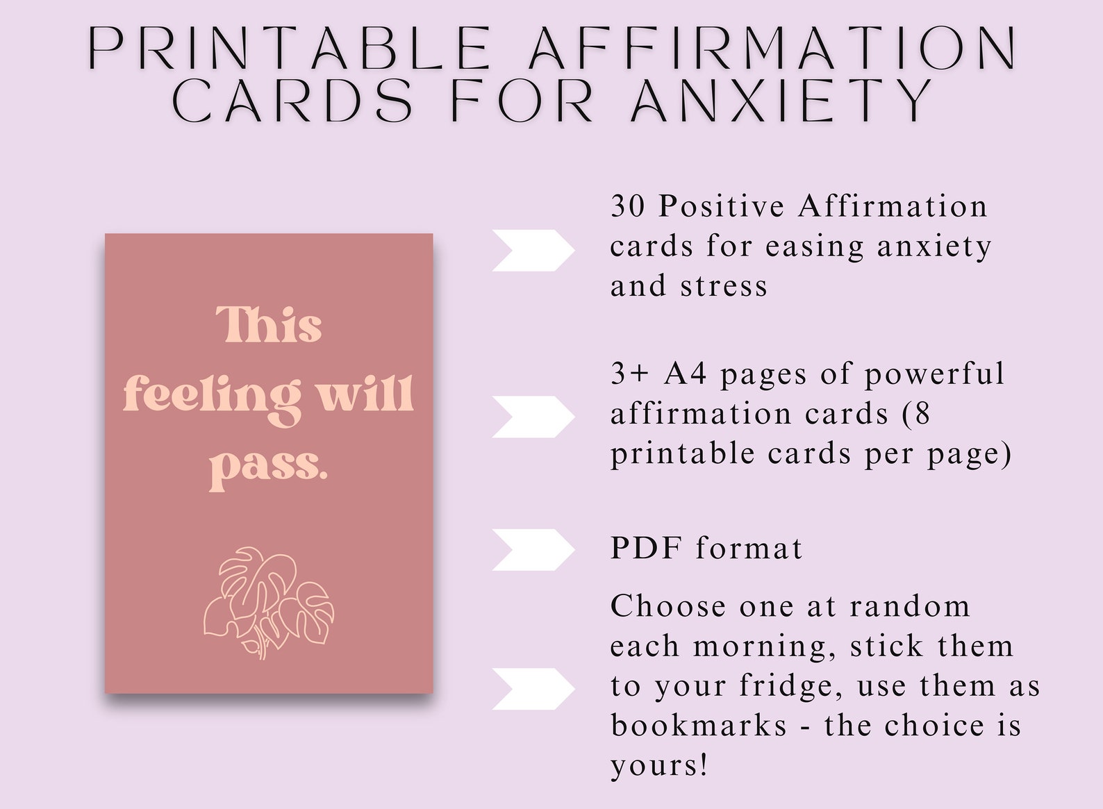 Positive Affirmation Cards for Anxiety - Digital Download, Printable ...