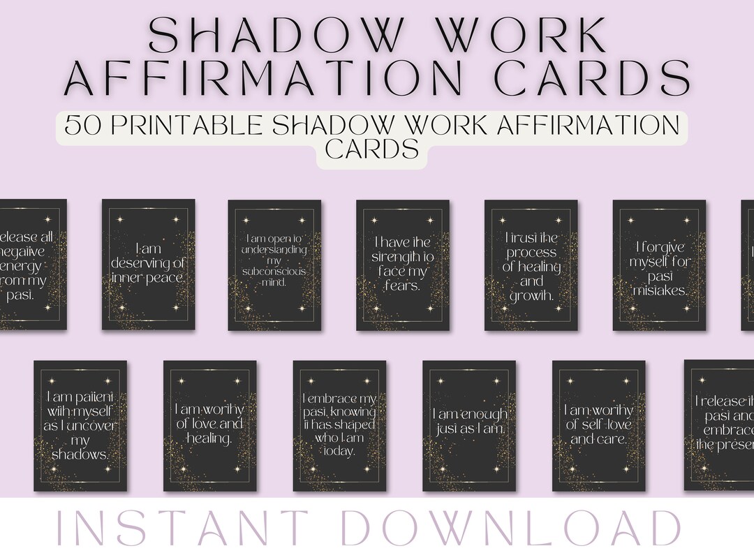 Shadow Work Affirmation Cards, Printable Positive Affirmation Cards ...