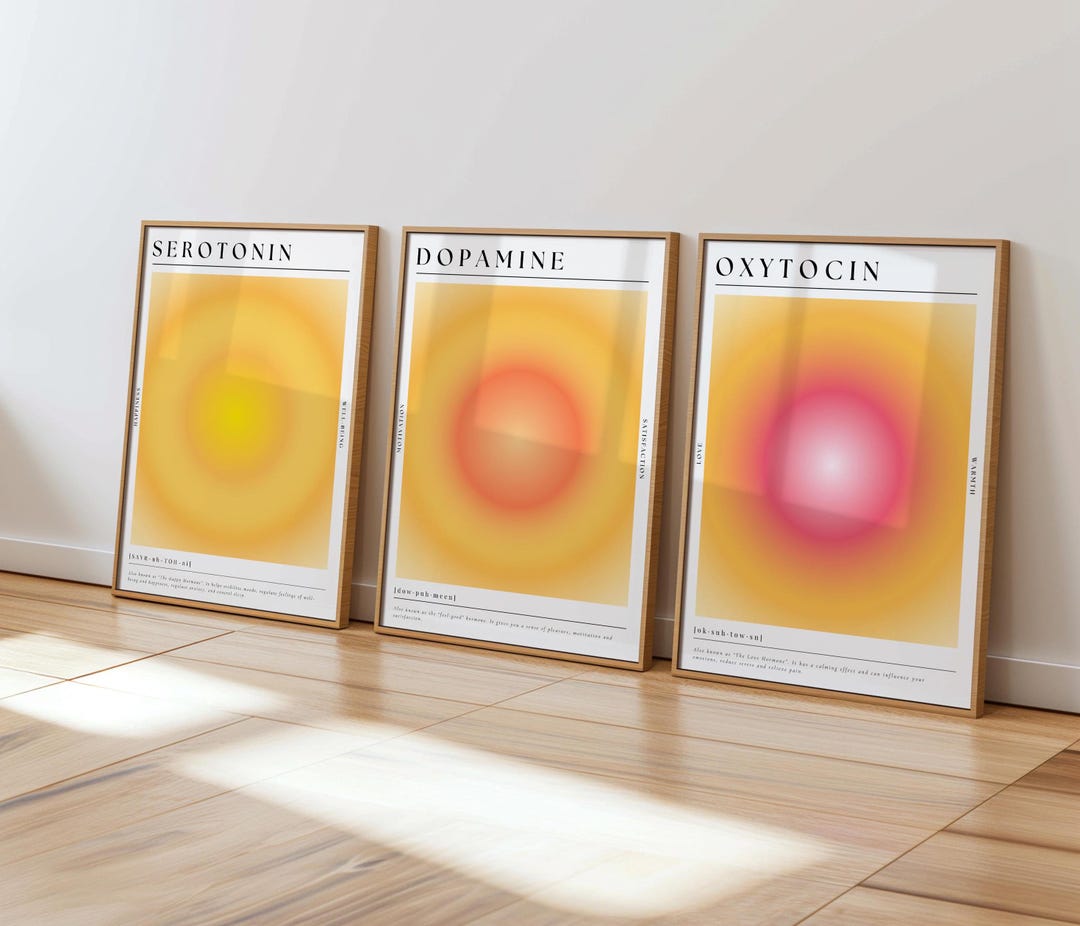 Happy Hormone Aura Posters Set of 3, Gradient Positive Aura Prints ...