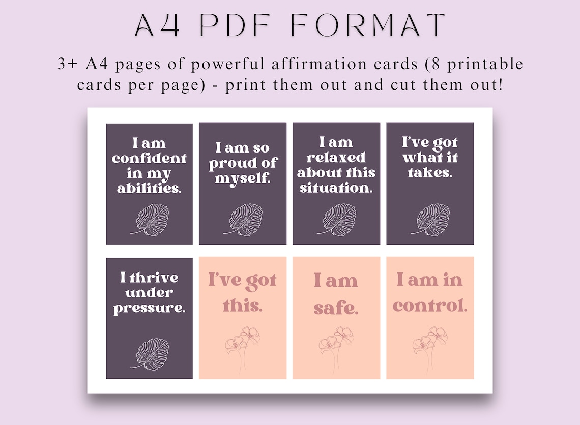 Positive Affirmation Cards for Anxiety - Digital Download, Printable ...
