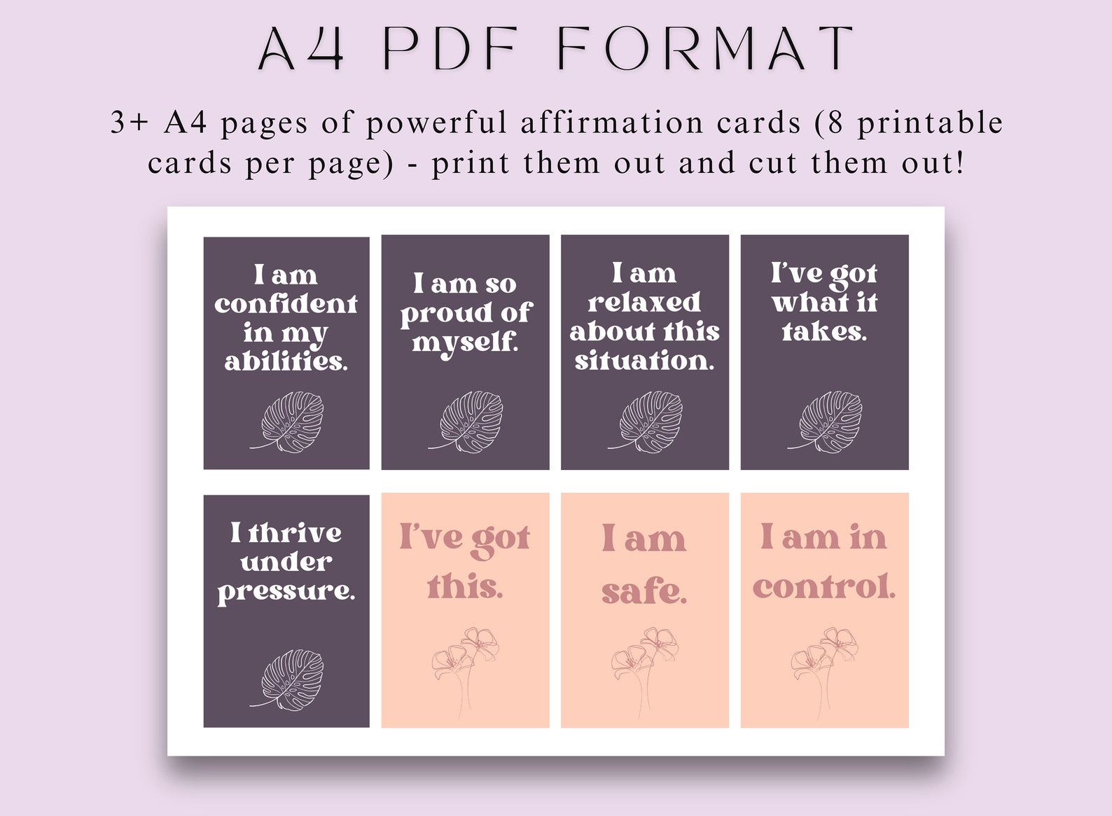 Positive Affirmation Cards for Anxiety - Digital Download, Printable ...