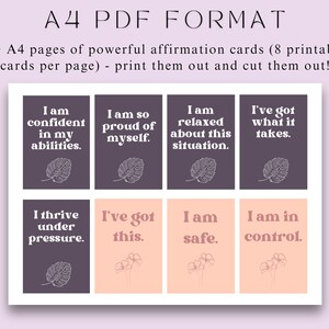 Positive Affirmation Cards for Anxiety Digital Download, Printable ...
