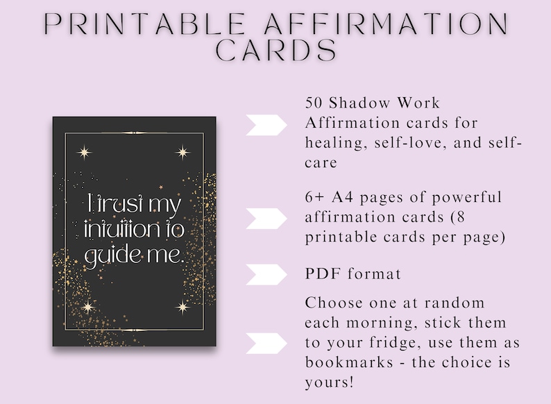Shadow Work Affirmation Cards, Printable Positive Affirmation Cards ...