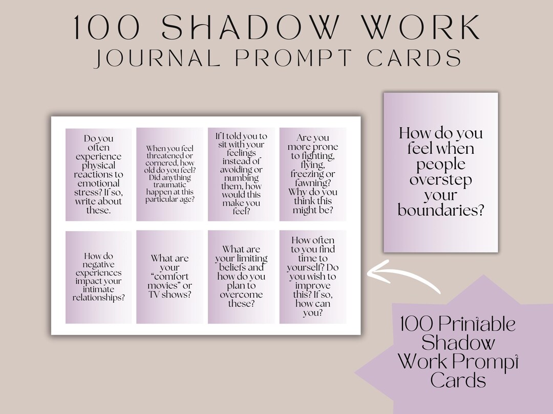 100 Shadow Work Journal Prompt Cards | Printable Journal Prompt Flash ...
