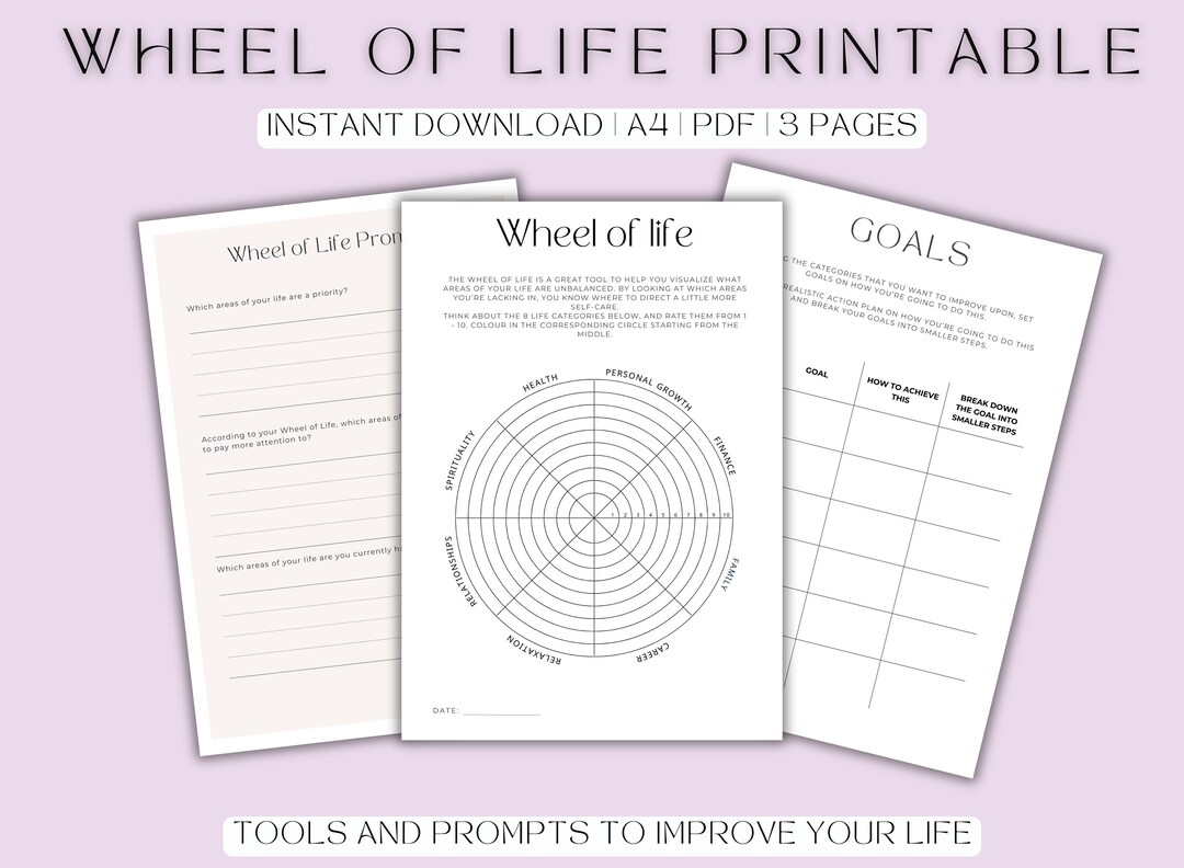 Wheel of Life Printable, Wheel of Life Worksheets, Self-care, Digital ...