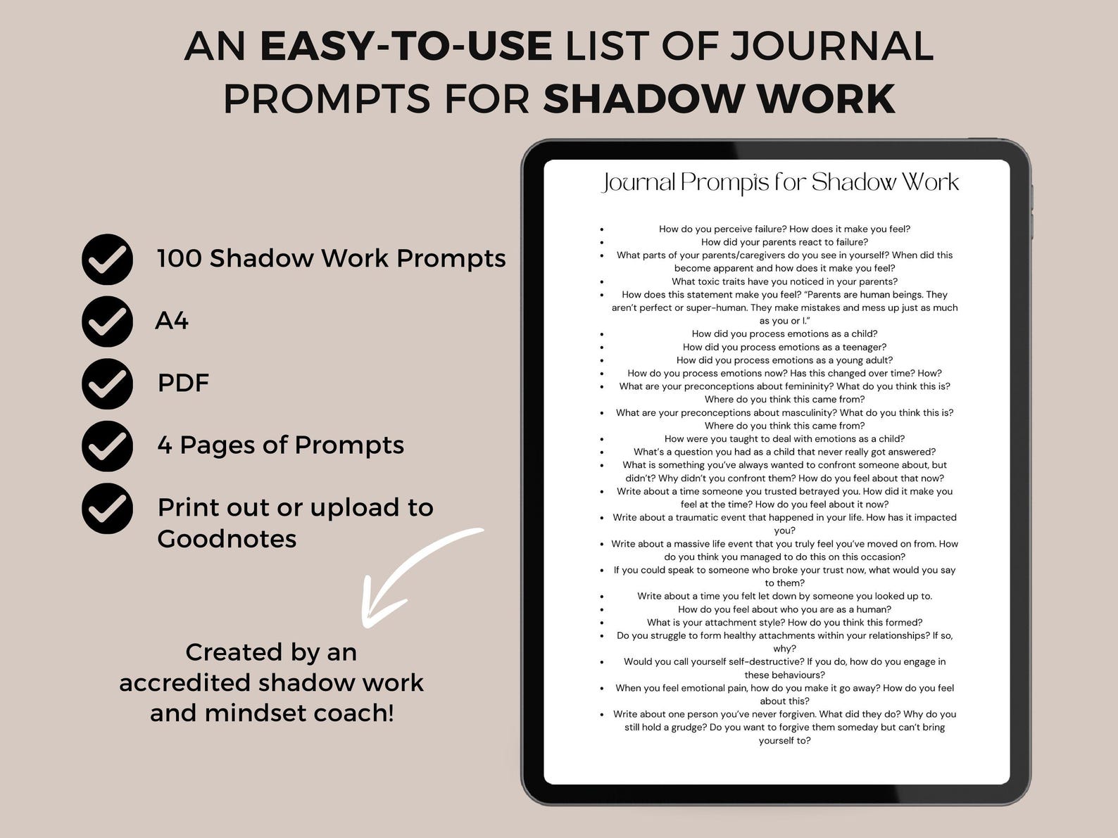 100 Shadow Work Journal Prompts | Printable Shadow Work Journal Pages ...