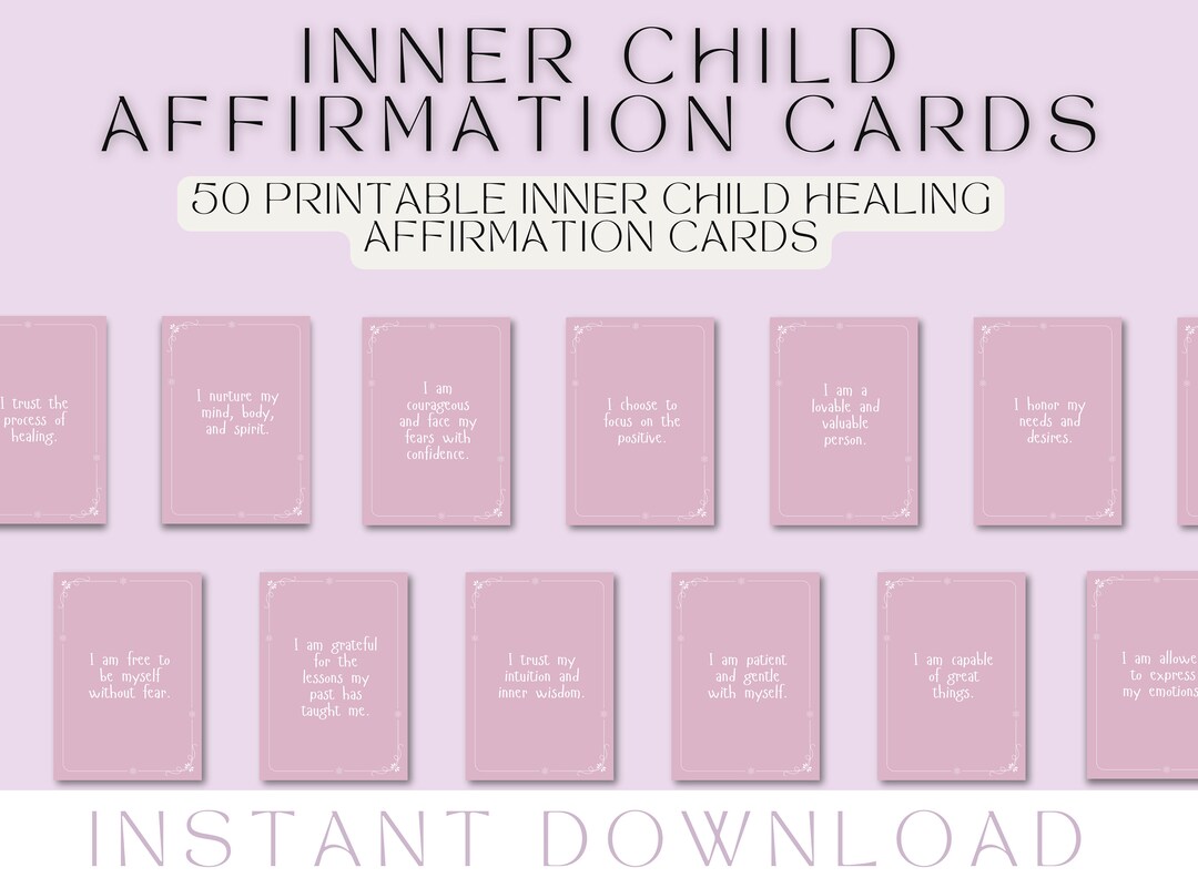 Inner Child Affirmation Cards, Printable Inner Child Affirmation Cards ...