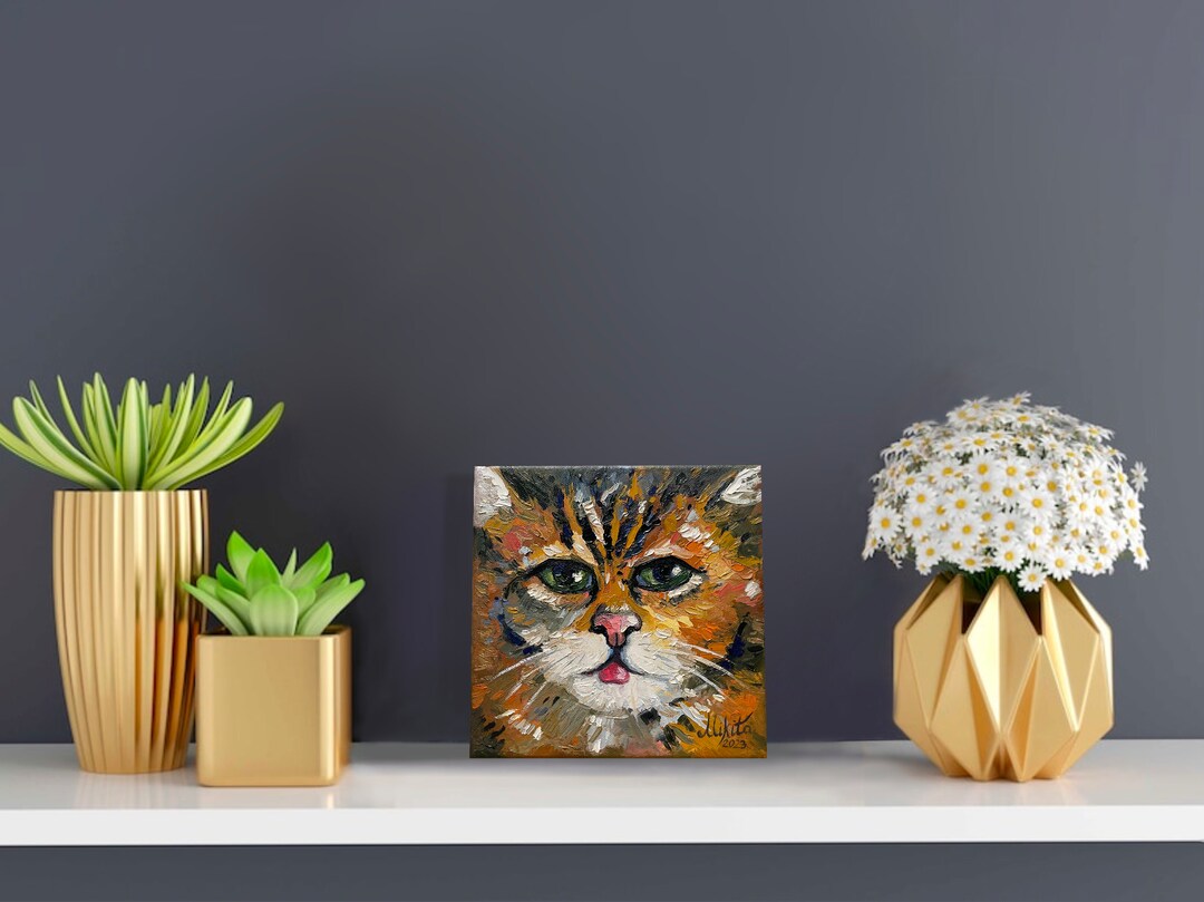Oil Painting Red Cat. Animal Painting Animal Portrait Cat Portrait ...