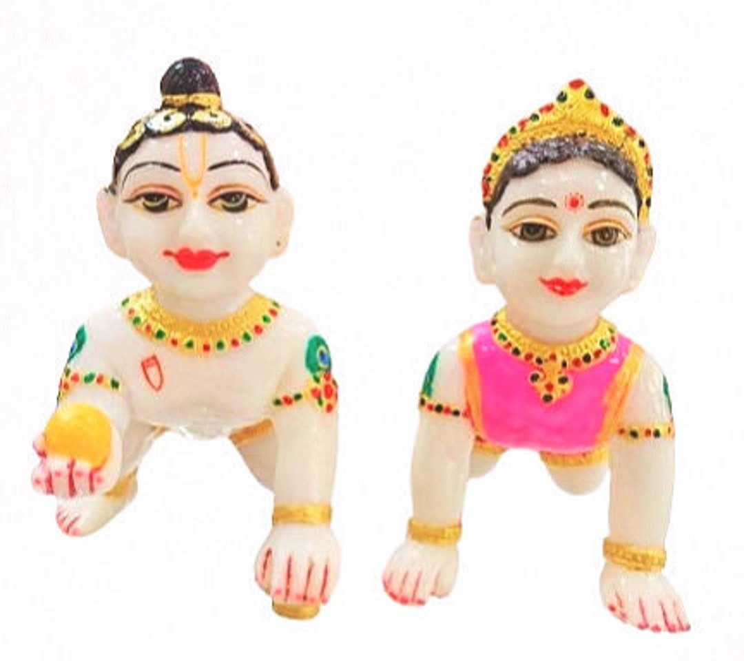 Laddoo Gopal and Bal Radha Rani - Marble Statue - Etsy