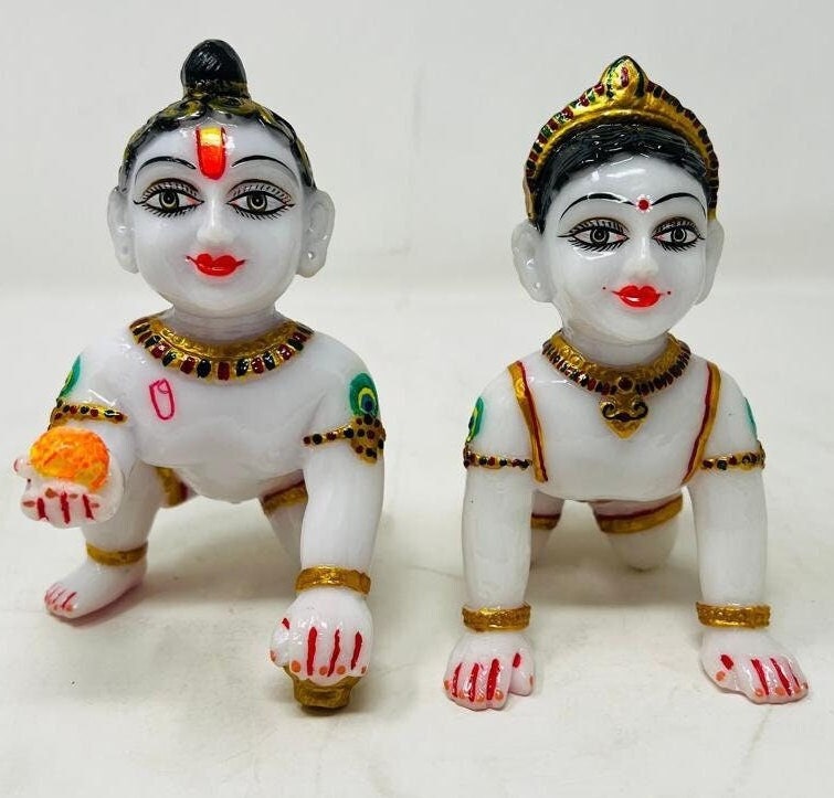 Laddoo Gopal and Bal Radha Rani Marble Statue - Etsy
