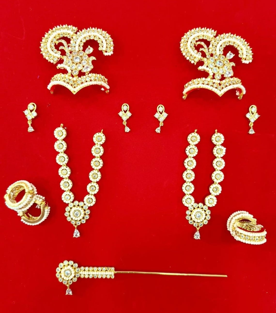 AD Jewellery Set for Deities. Available in 4 Sizes for Radha Krishna Ji ...