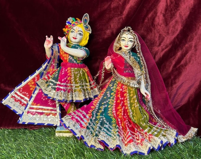 Radha and Krishna Brocade Fabric Janmashtami | Radha Lehenga Chaniya ...