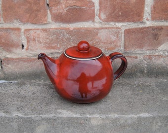 Red Ceramic Teapot | Etsy