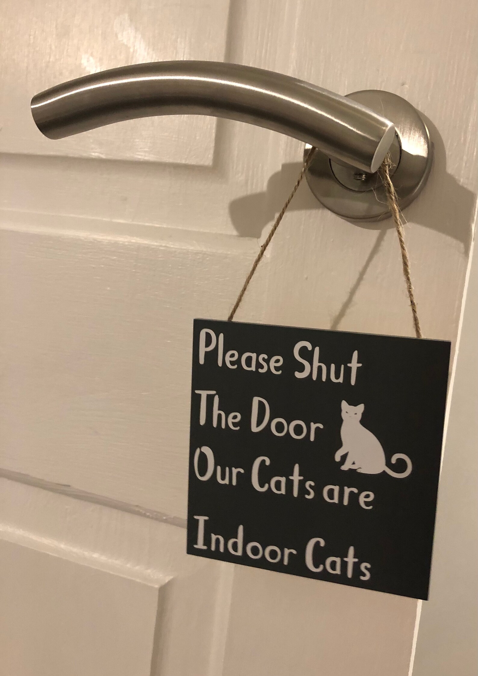 Indoor Cats Sign/cats/indoor Cats/white Writing Grey - Etsy
