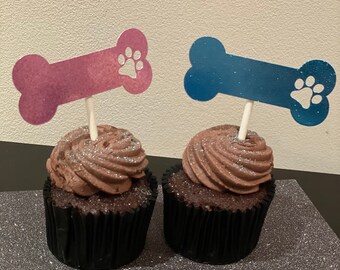 Dog Bone Cupcake Toppers - Etsy