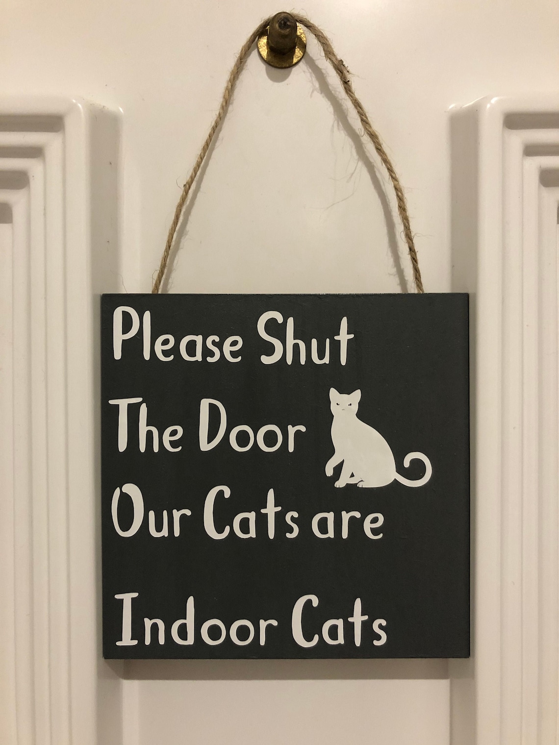 Indoor Cats Sign/cats/indoor Cats/white Writing Grey - Etsy