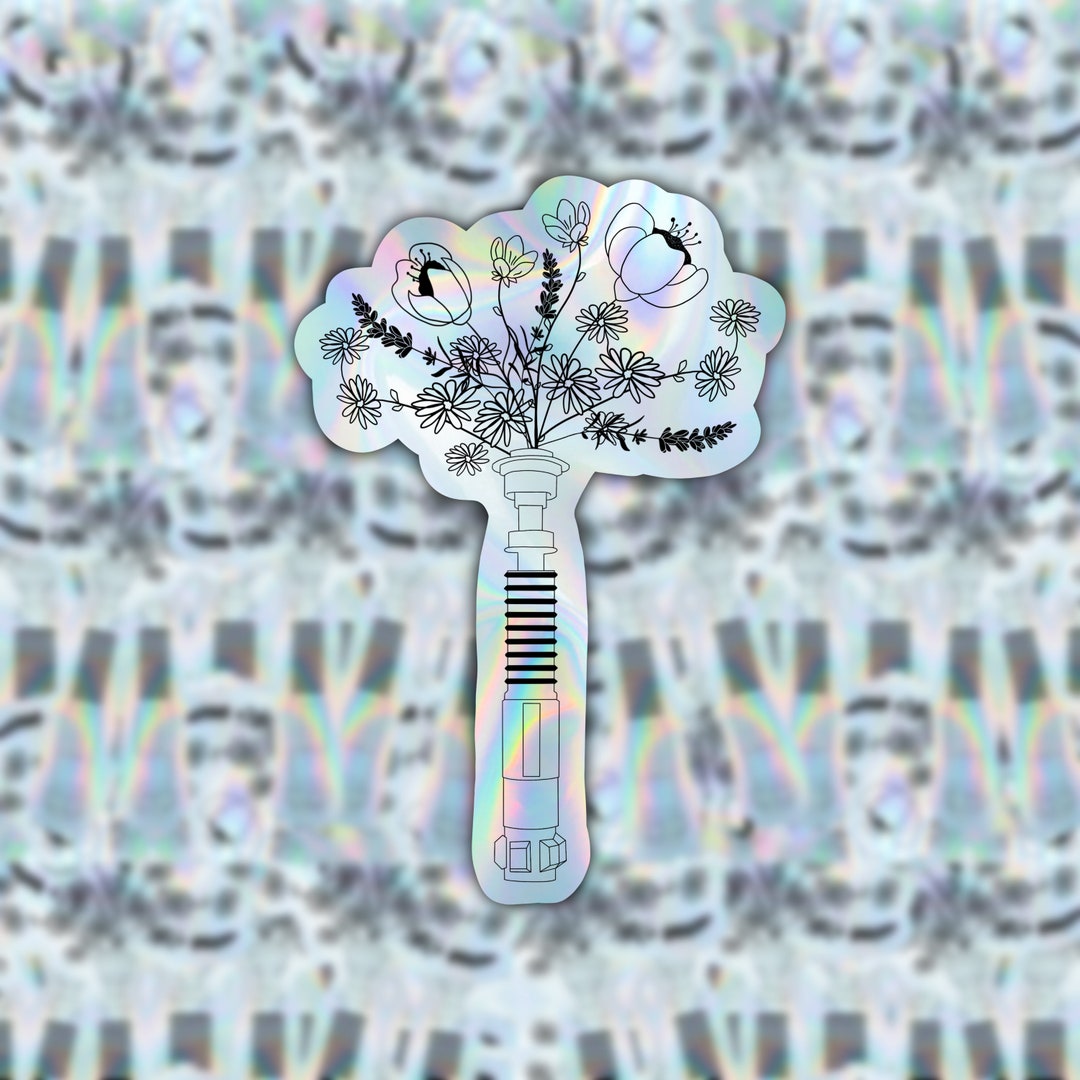 HOLOGRAPHIC Flower Lightsaber Sticker Star Wars Jedi Vinyl Sticker ...