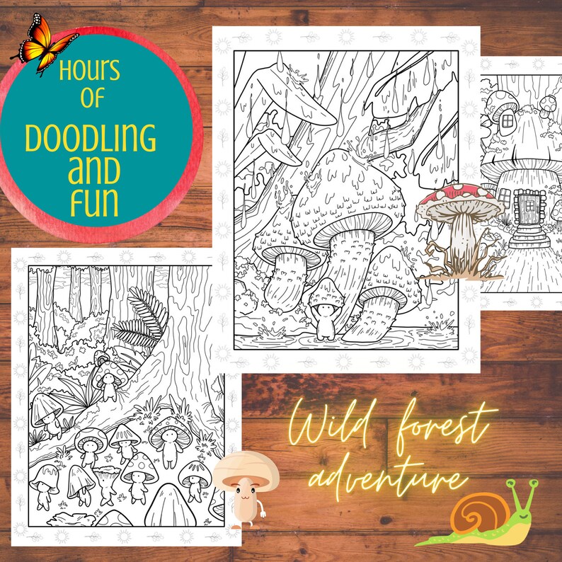 Mushroom Magic Coloring Pages - Etsy