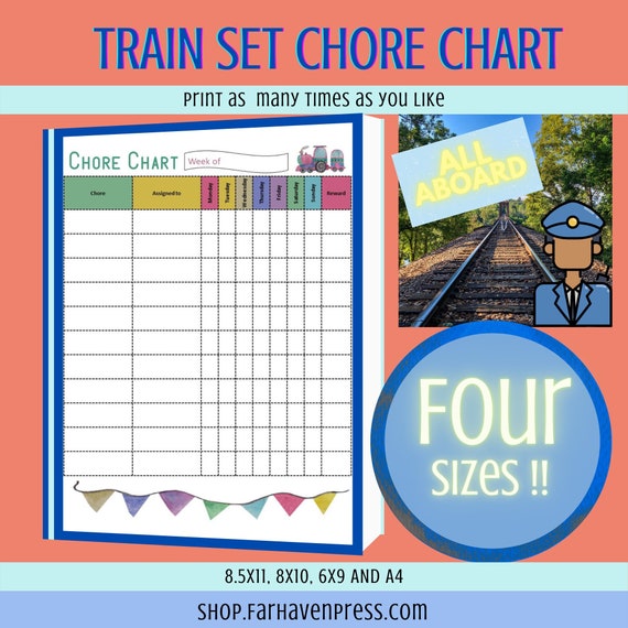 Train Set Chore Chart Printable Chore Chart Children's | Etsy