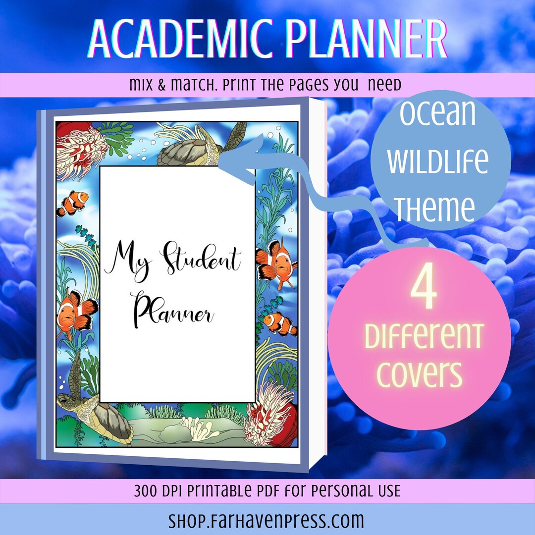 Ocean Wildlife Academic Planner - Etsy