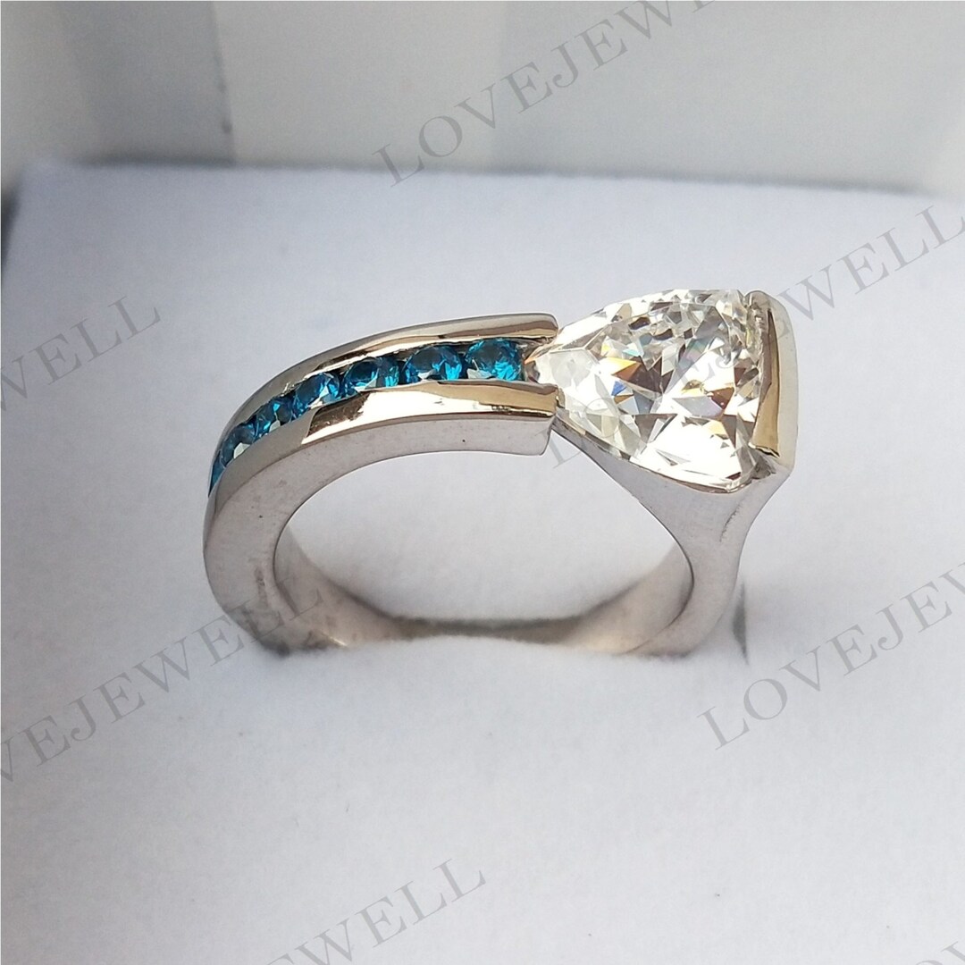 Trillion Diamond Ring 9MM White Trillion Lab Diamond Ring - Etsy