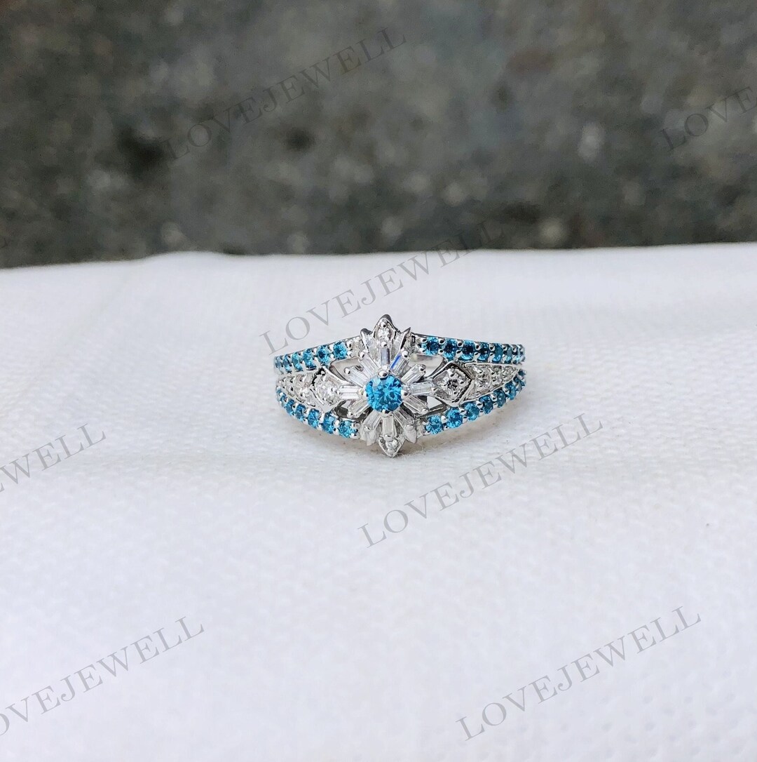 Enchanted Disney Fine Jewelry 1/4 Cttw Diamond and Blue Topaz Frozen ...