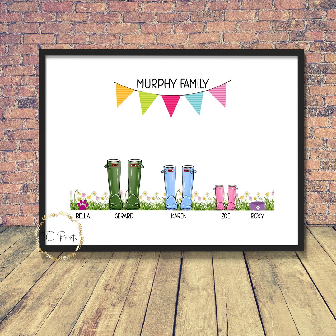Family in Wellies | Wellies | Love Wellies | Family Gift | Personalised ...