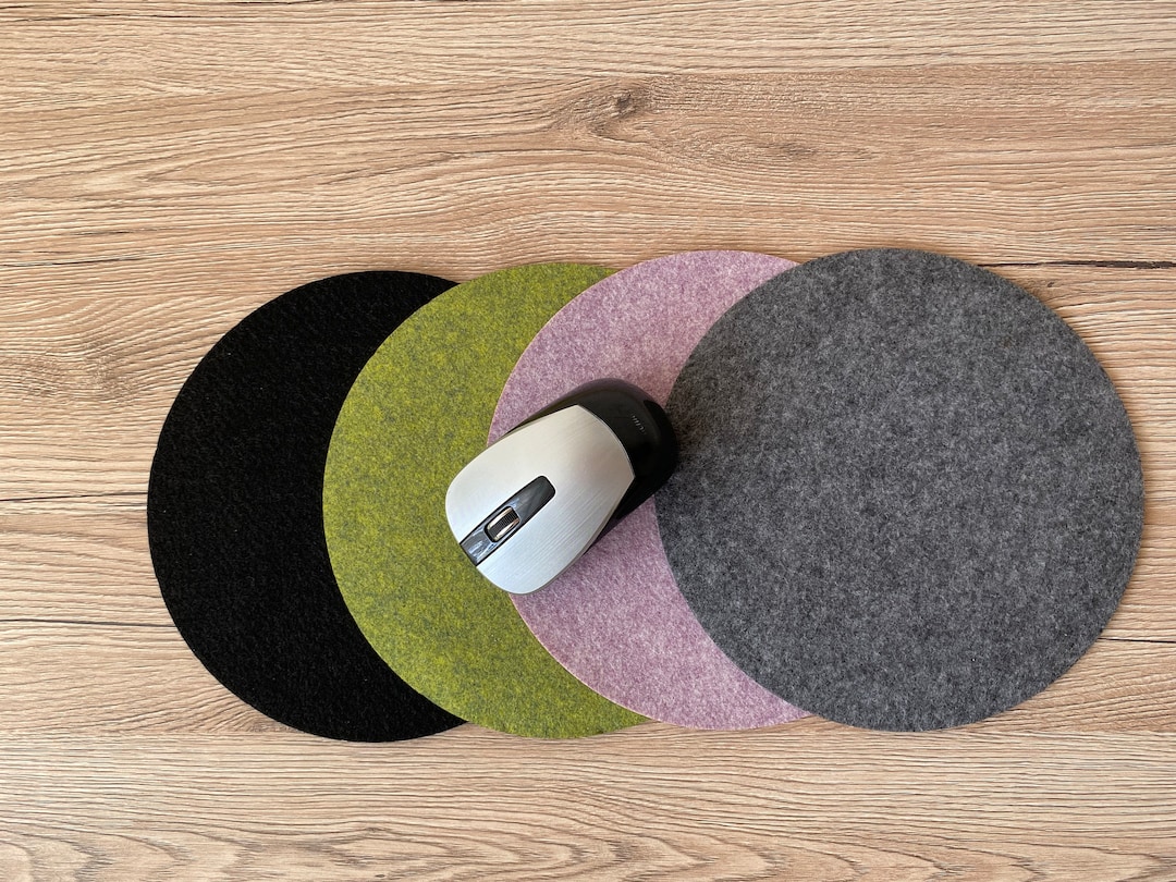 Set of 2 Round Mouse Pad, Minimalist Oval Premium Eco Felt, Hand ...