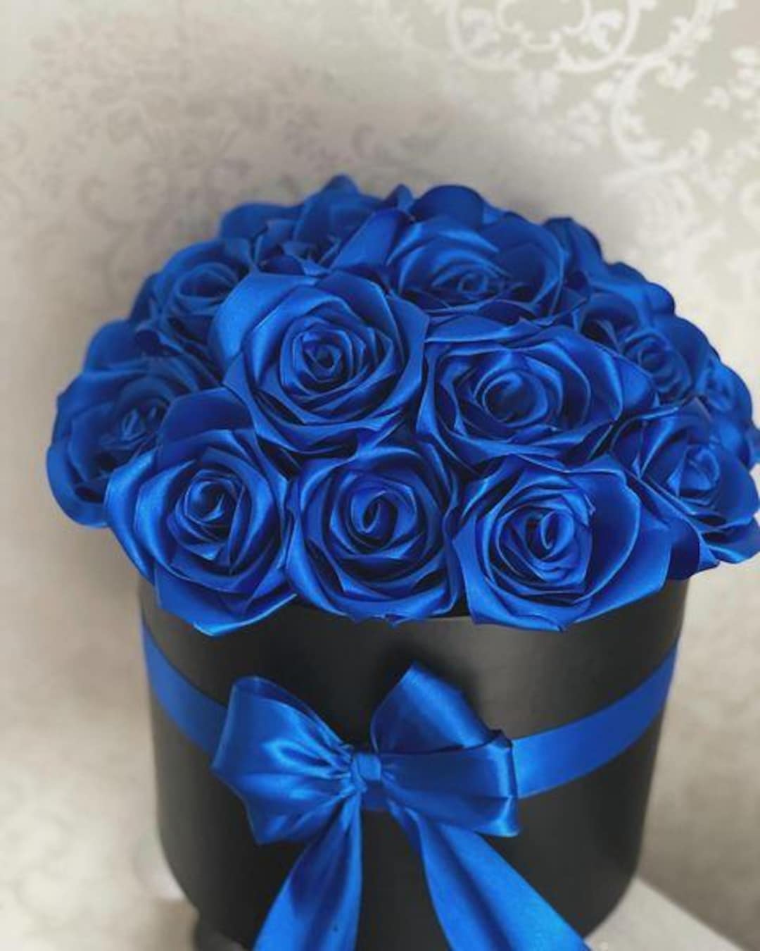 Blue Bouquet Eternal Rose in Custom Pot, Mothers Day Gift, Bouquet ...