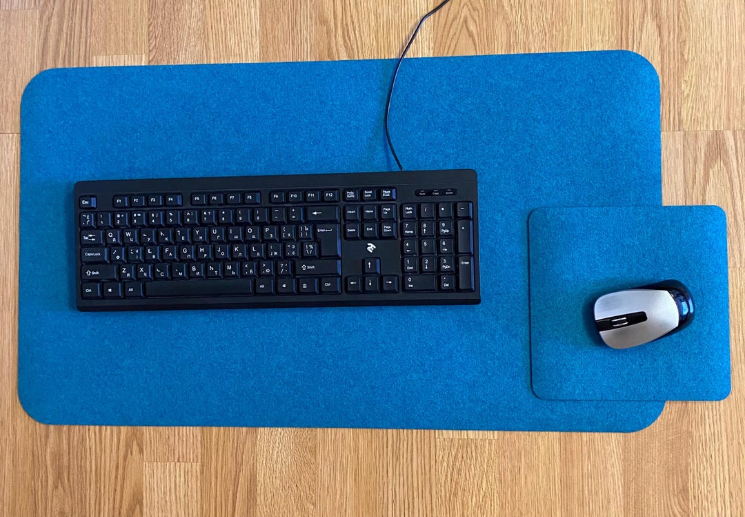 16"x28" Felt Desk Mat for Keyboard and 8"x8" Mouse Pad Multicolor Desk ...