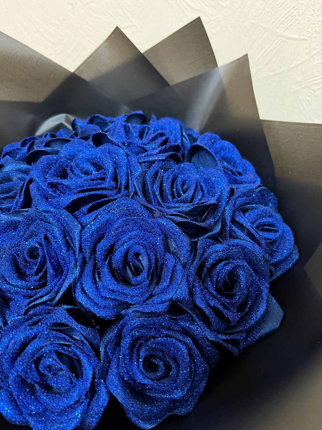 Custom Blue Eternal Rose With Glitter, Bouquet of Artificial Flowers ...
