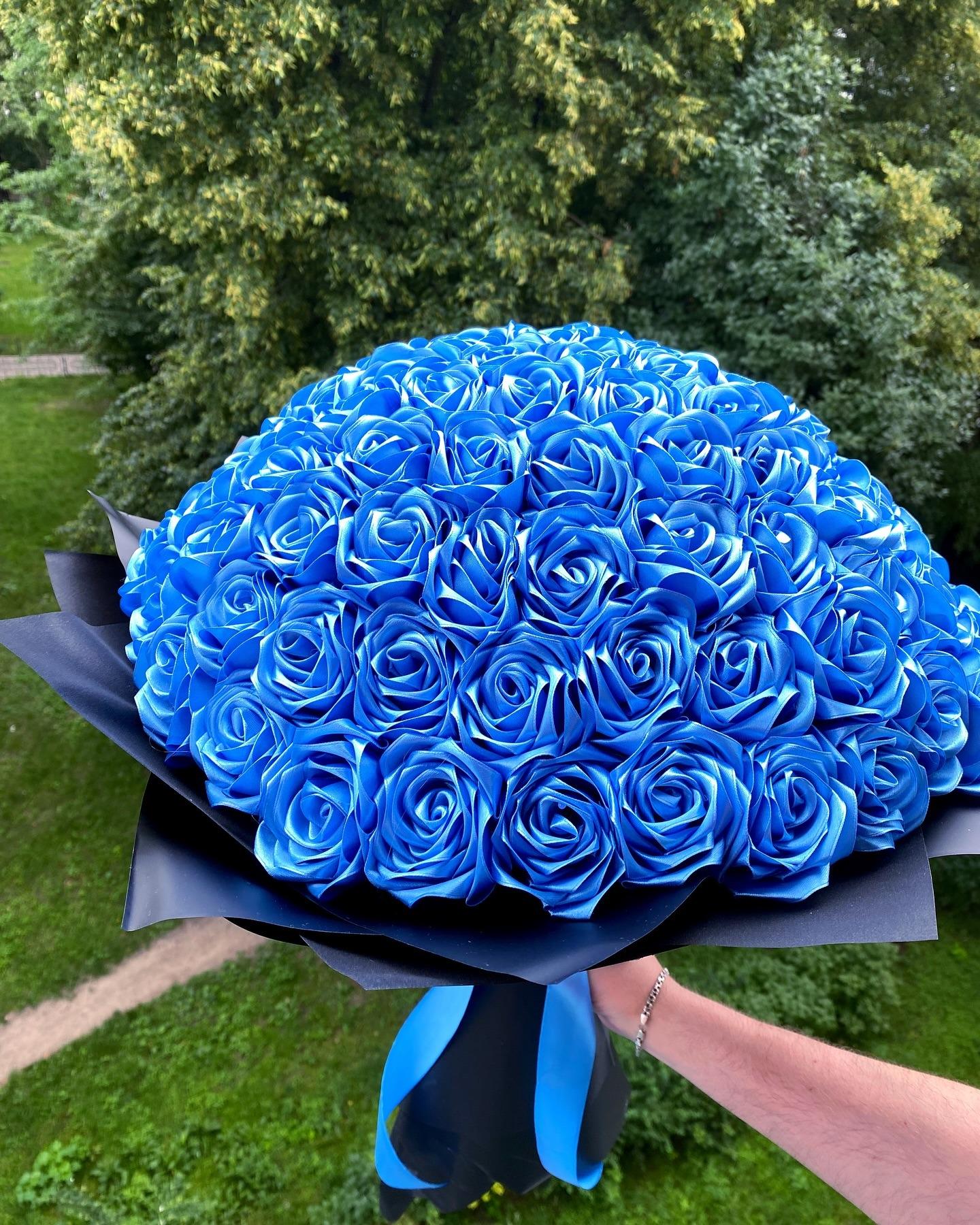 Light Blue in Black Wrappers Bouquet Eternal Rose, Birthaday Bouquet ...