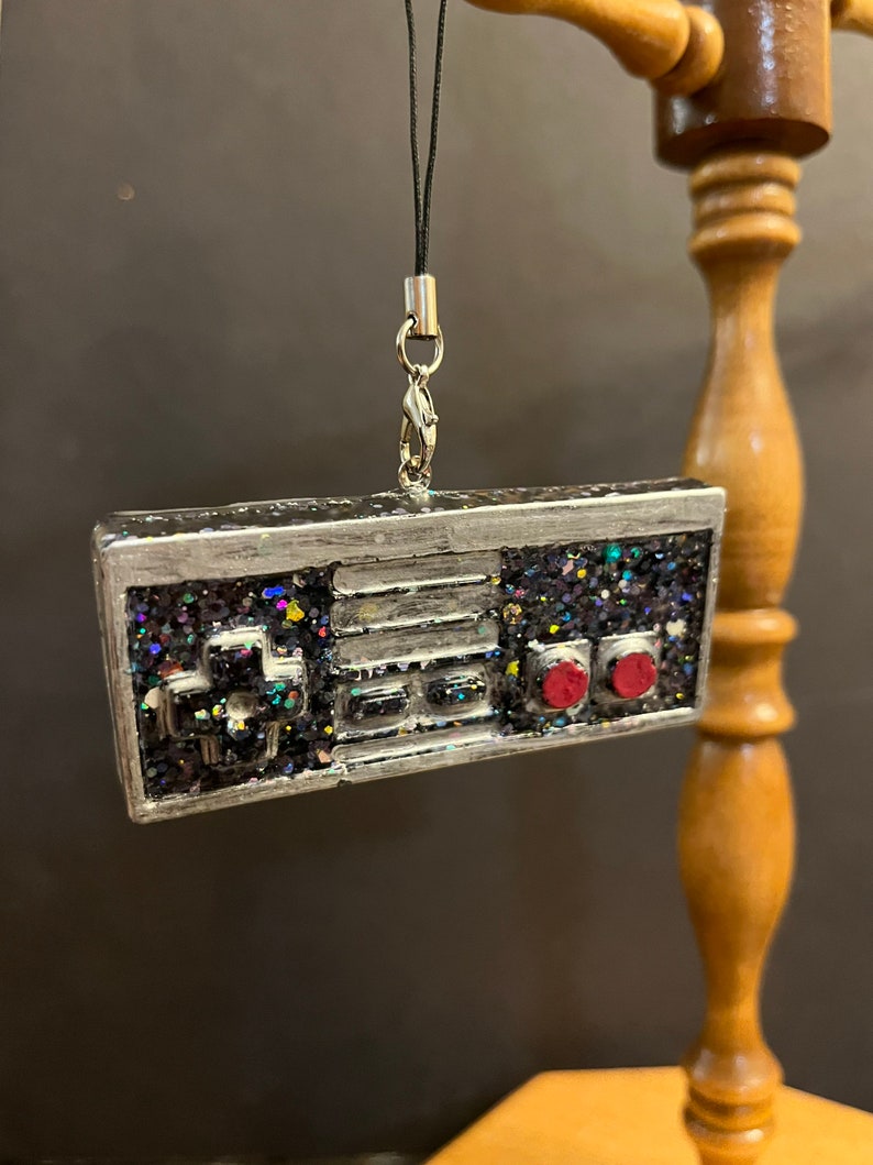 Hand Painted Black Glitter Retro Game Controller Handmade - Etsy