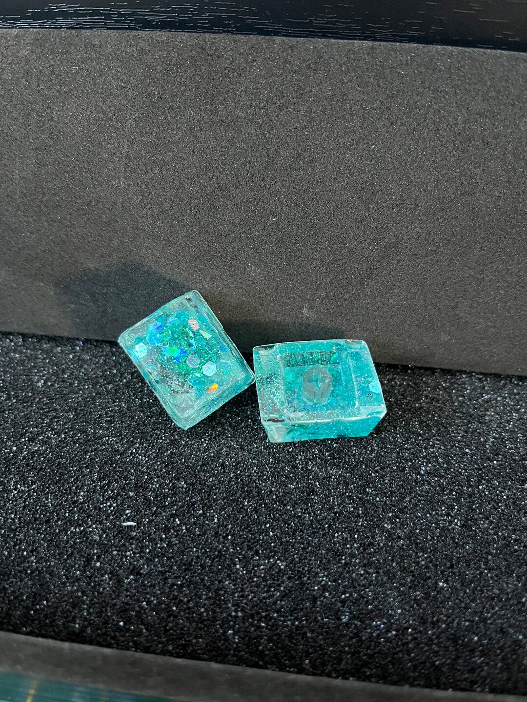 Water Blue Glitter Ooze Cross Peg Keycap for Mechanical Keyboard (1 ...