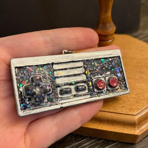 Hand Painted Black Glitter Retro Game Controller Handmade Resin ...