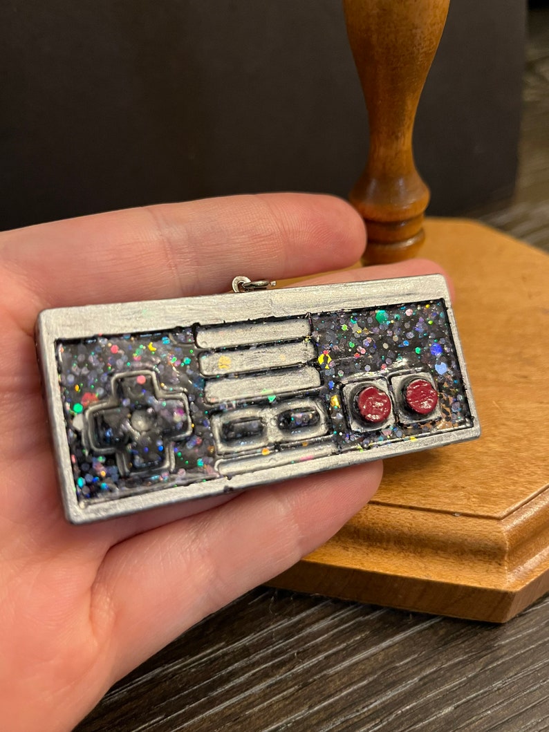Hand Painted Black Glitter Retro Game Controller Handmade - Etsy