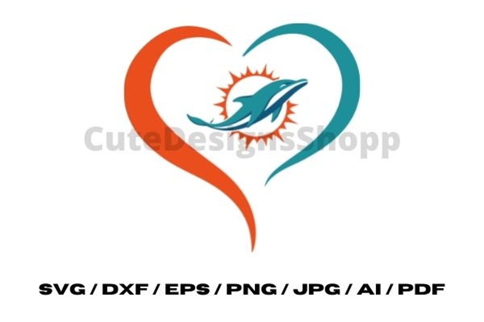 Miami Dolphins Heart Logo svg png jpg dxf ai eps / Cricut | Etsy