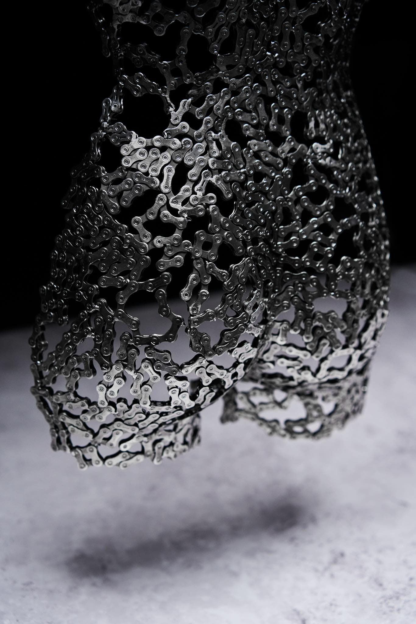 Woman's Body Made Out of Recycled Bicycle Chains, Metal Sculpture of a ...
