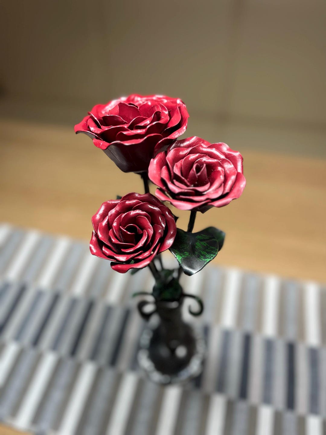 Hand-forged Metal Rose Bouquet – 3 or More Roses With Metal Base ...