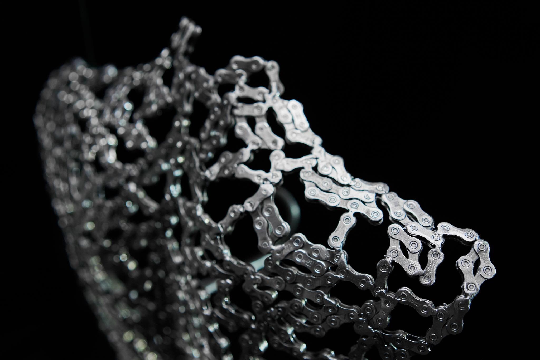 Woman's Body Made Out of Recycled Bicycle Chains, Metal Sculpture of a ...