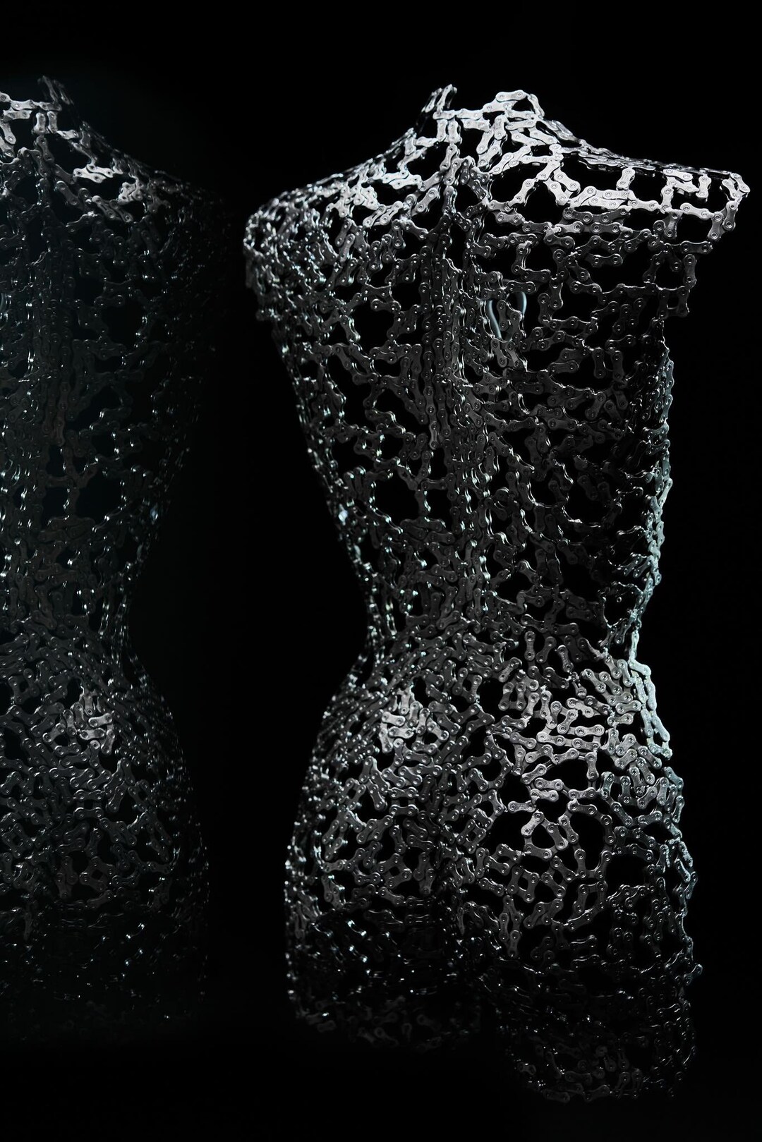 Woman's Body Made Out of Recycled Bicycle Chains, Metal Sculpture of a ...