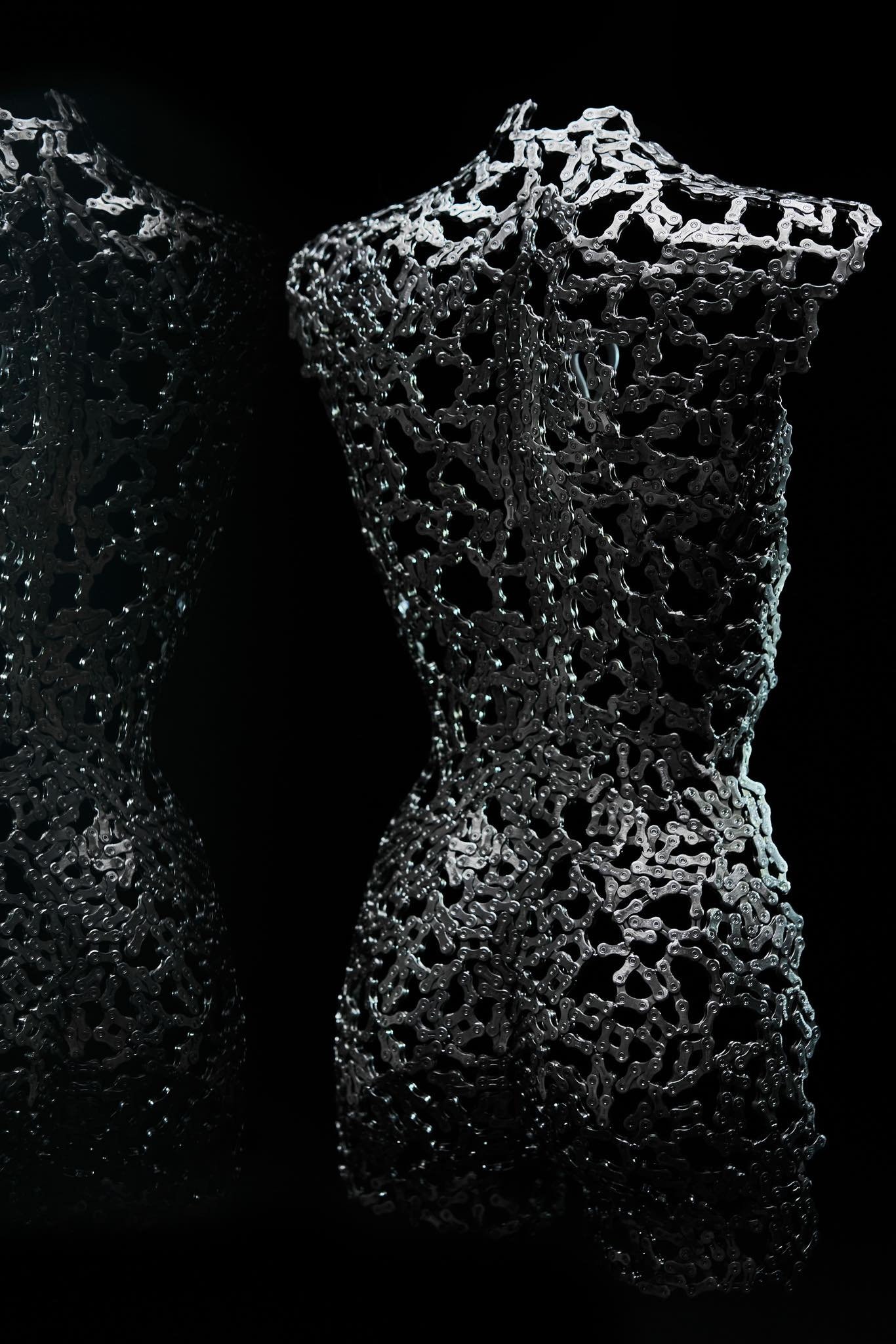 Woman's Body Made Out of Recycled Bicycle Chains, Metal Sculpture of a ...