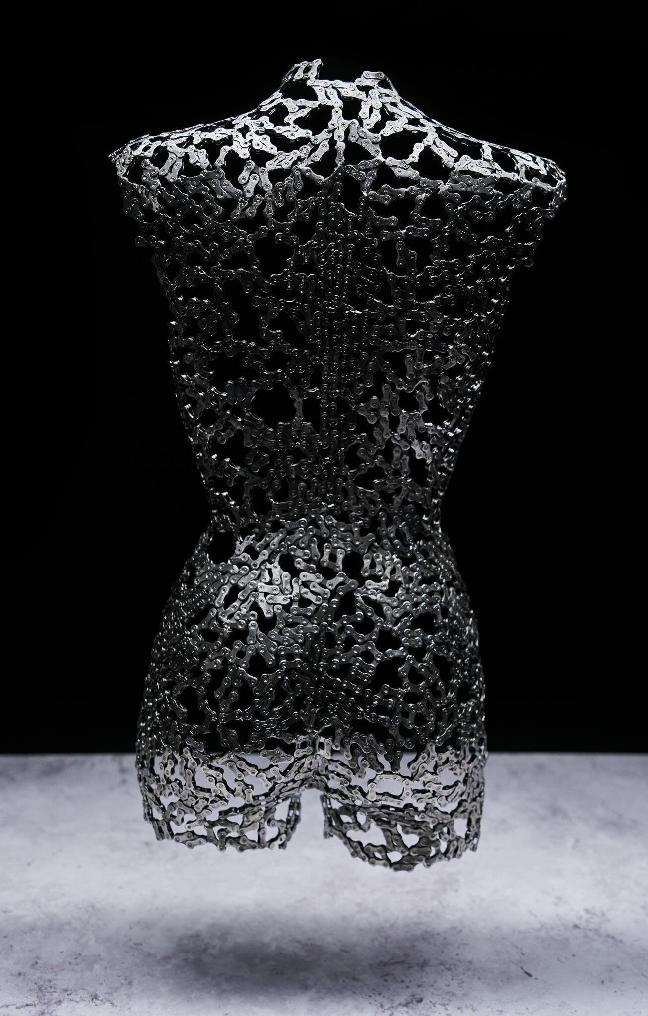 Woman's Body Made Out of Recycled Bicycle Chains, Metal Sculpture of a ...