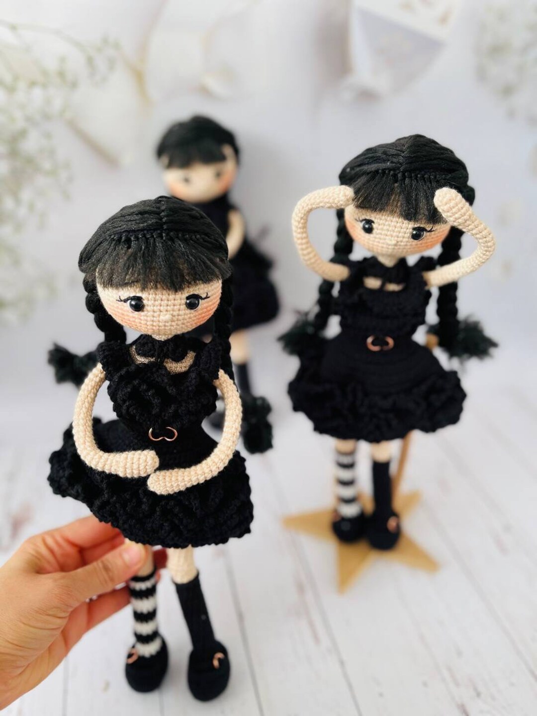 Wednesday Inspired Doll, Wednesday Raven Dress Special, Handmade ...